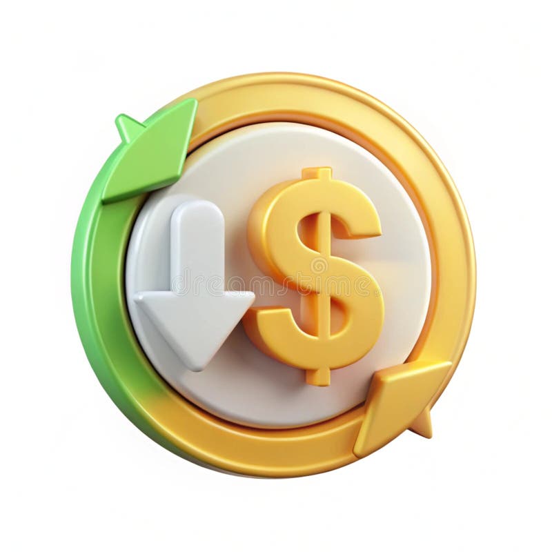 Currency Conversion 3D Icon on White Background Stock Illustration ...