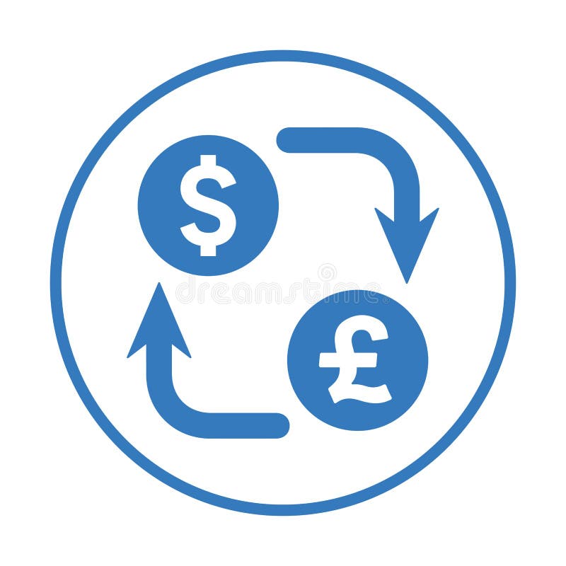 Currency Conversion, Dollar, Euro Icon. Blue Color Design Stock Vector ...