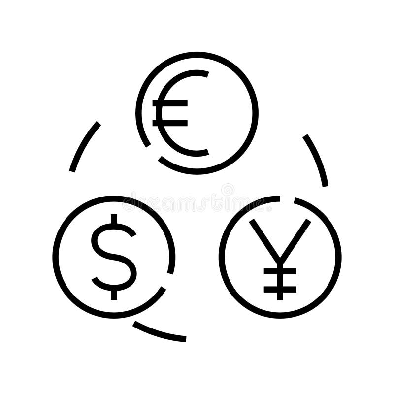 Currency Conversion Line Icon, Concept Sign, Outline Vector ...