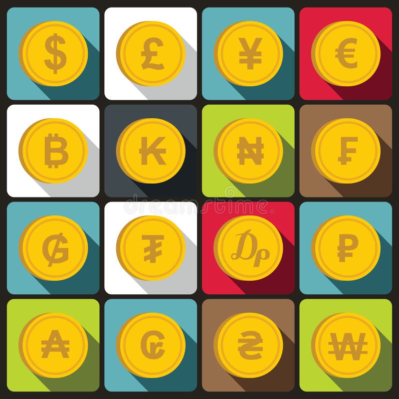 Currency from Different Countries Icons Set Stock Vector - Illustration ...