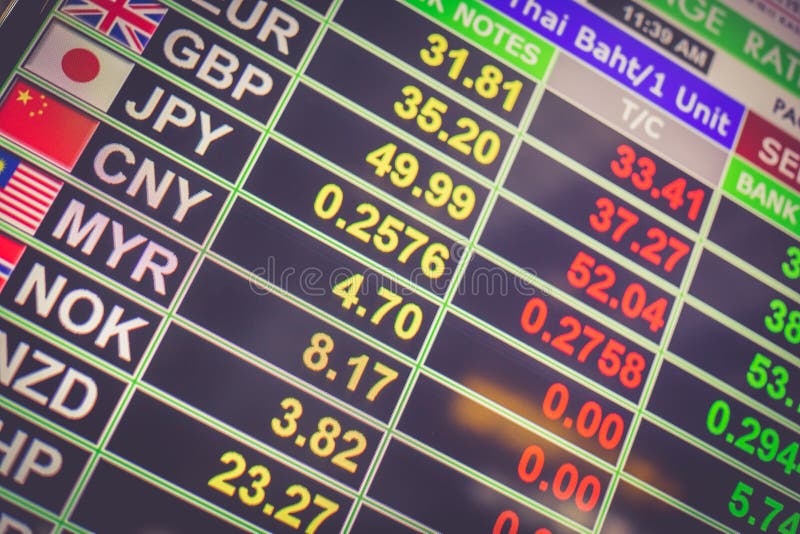 Currency Display Board at Airport, Thailand Stock Image - Image of ...