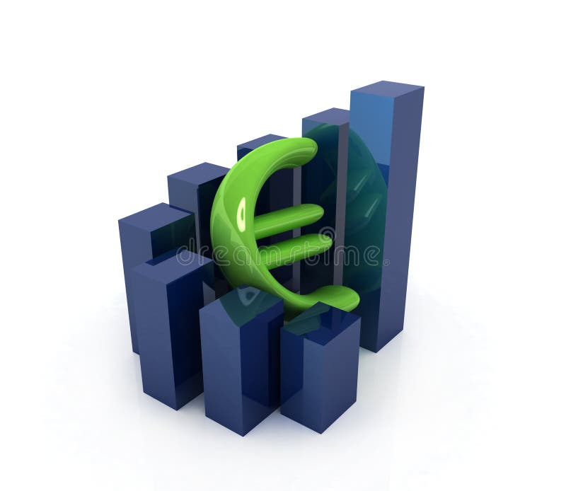 Currency Euro Business Graph on White Background Stock Illustration ...