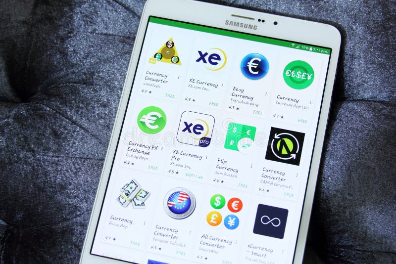 Currency Exchange Apps in Google Play Store Editorial Stock Photo ...