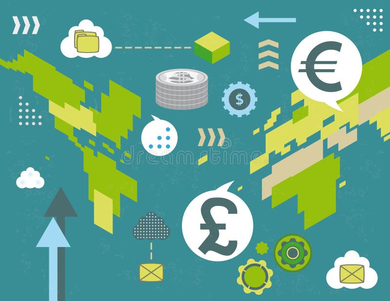 Currency Exchange Around the World Stock Vector - Illustration of mail ...