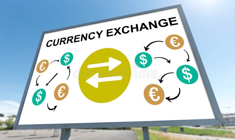Currency Exchange Concept on a Billboard Stock Photo - Image of icon ...