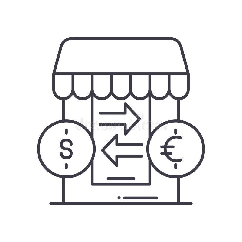 Currency Exchange Concept Icon, Linear Isolated Illustration, Thin Line ...