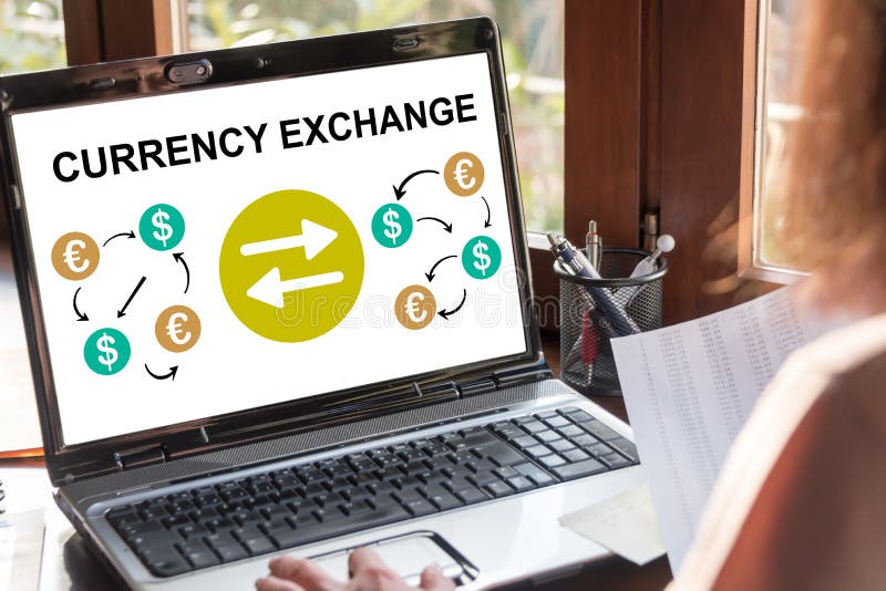 Currency Exchange Concept on a Laptop Screen Stock Image - Image of ...