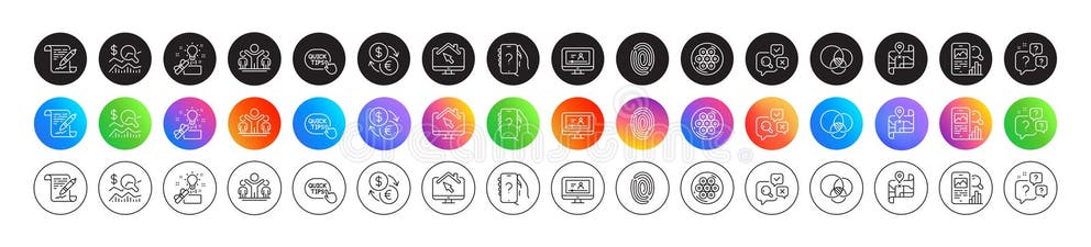 Currency Exchange, Creative Idea and Euler Diagram Line Icons. for Web ...
