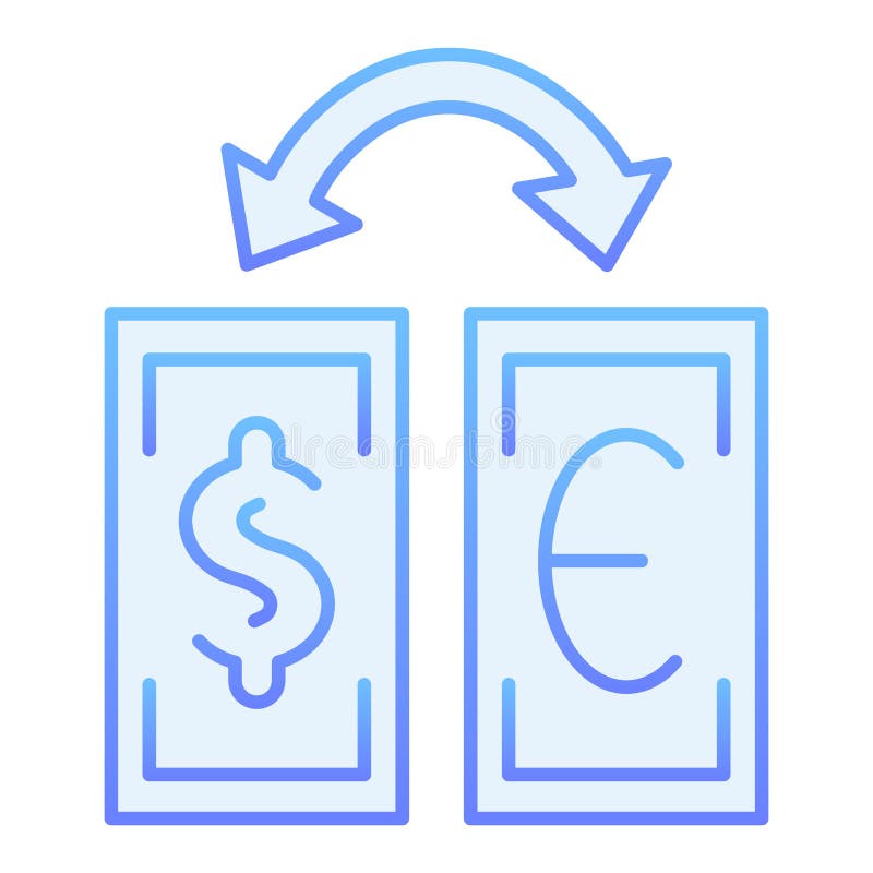 Currency Exchange Flat Icon. Dollar and Euro Exchange Blue Icons in ...