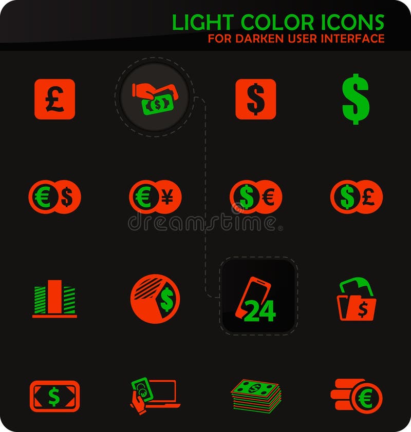 Currency Exchange Icons Set Stock Vector - Illustration of gold, chart ...