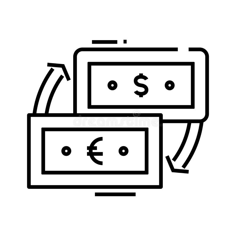 Currency Exchange Line Icon, Concept Sign, Outline Vector Illustration ...