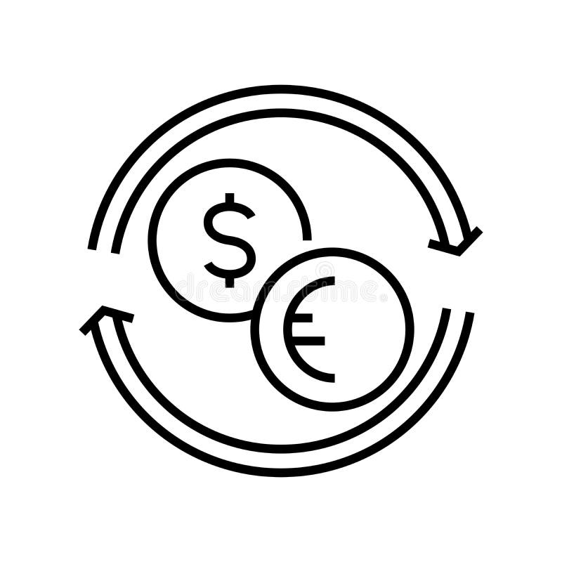 Currency Exchange Line Icon, Concept Sign, Outline Vector Illustration ...