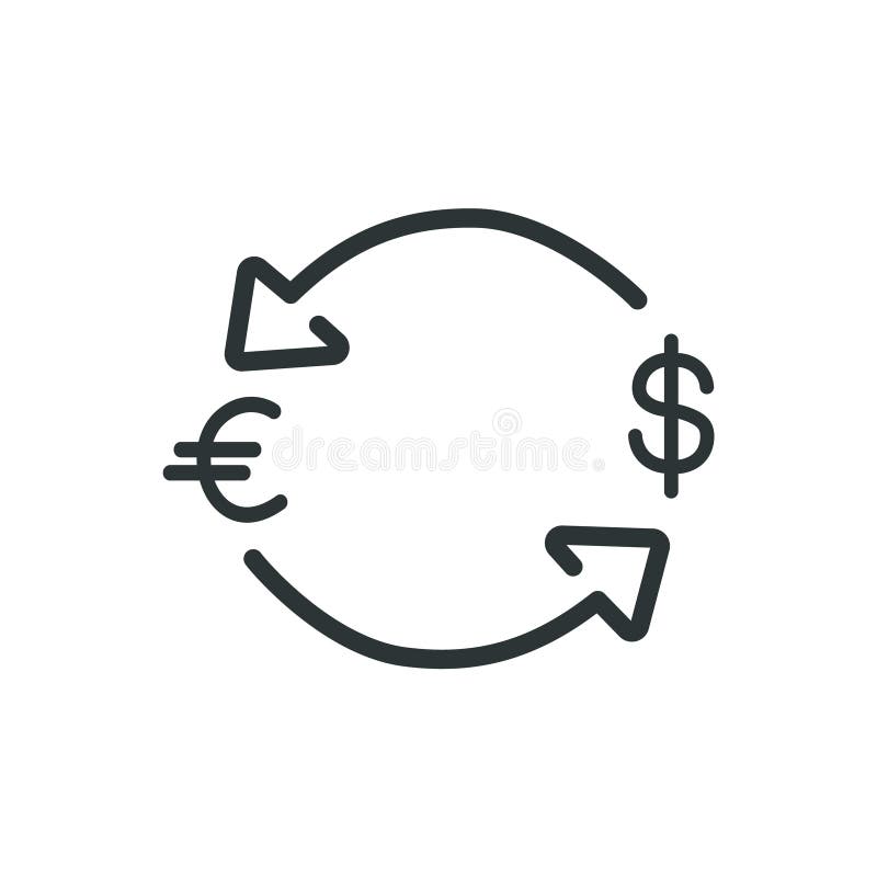 Currency Exchange Linear Icon. Currency Conversion. Dollar and Euro ...