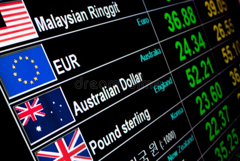 Exchange Rate Currency on Digital Board for Business Money Concept ...