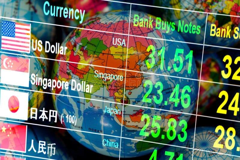 Foreign Currency Exchange Rate on Digital LED Display Screen Stock ...