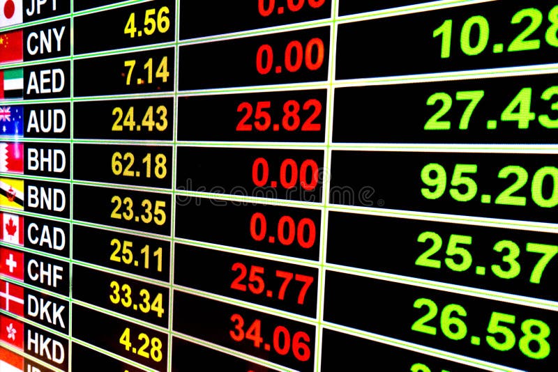 Currency Exchange Rate on LED Digital Board Display Stock Photo - Image ...