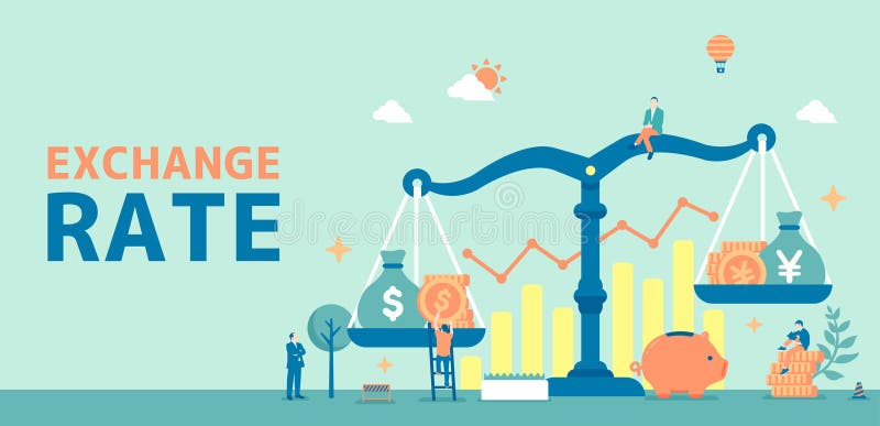 Currency Exchange Rate Banner Illustration Stock Vector - Illustration ...