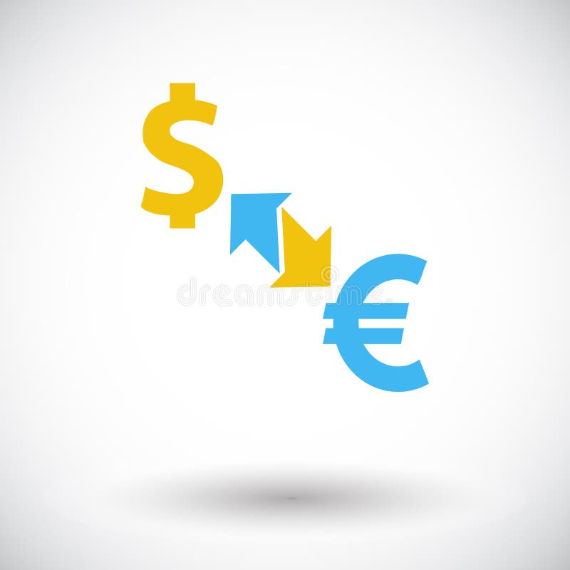 Currency Exchange Single Flat Icon. Stock Vector - Illustration of euro ...