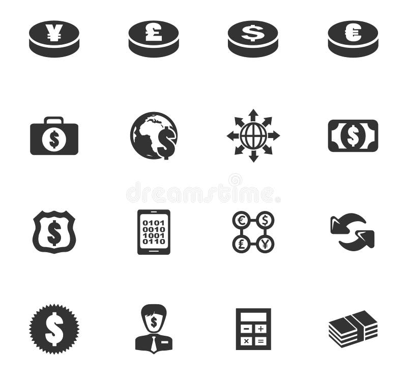 Currency Exchange Icons Set Stock Vector - Illustration of money, paper ...