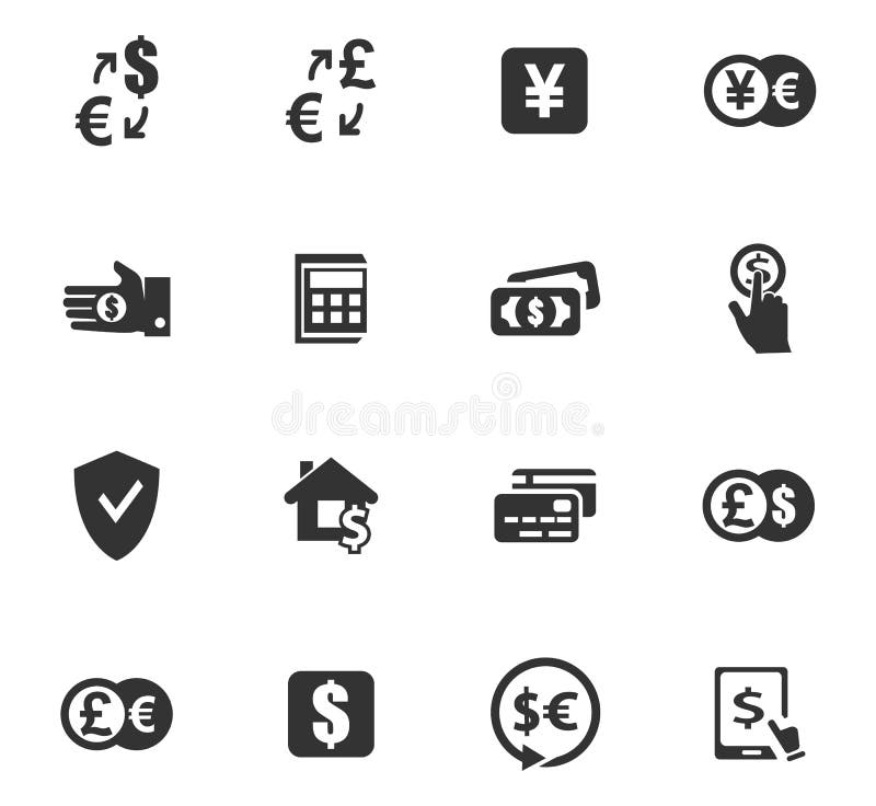 Currency Exchange Icons Set Stock Vector - Illustration of line ...