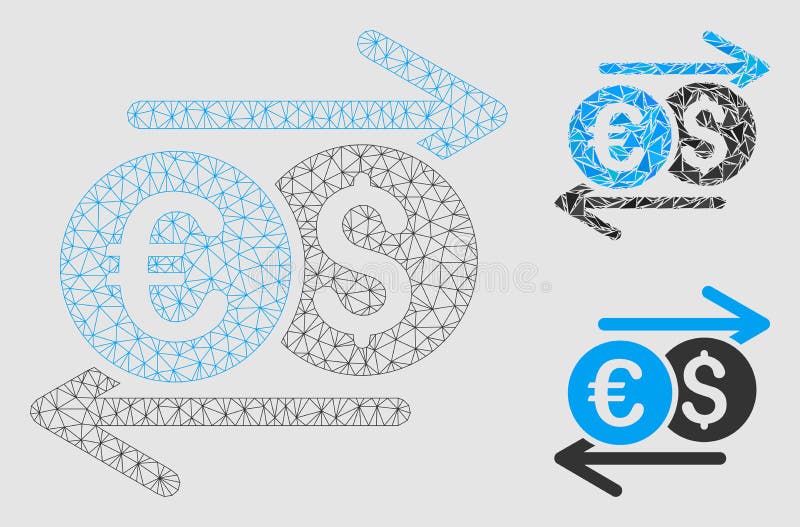 Currency Exchange Vector Mesh 2D Model and Triangle Mosaic Icon Stock ...