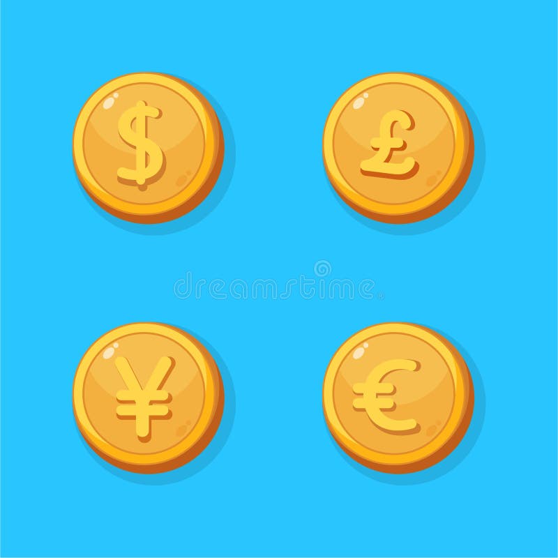 Currency Gold Coin Icon Set Stock Vector - Illustration of success ...