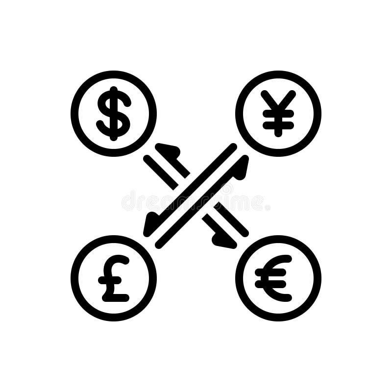 Black Solid Icon for Currency, Convert and Money Stock Vector ...
