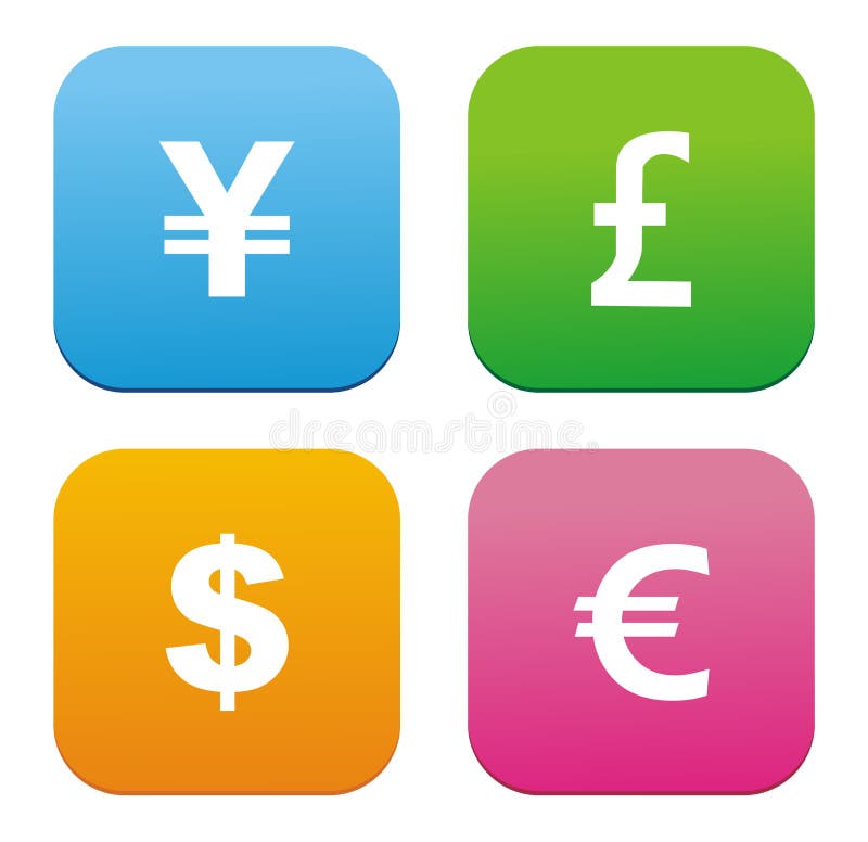 Currency Icons - Flat Style Icons Stock Illustration - Illustration of ...