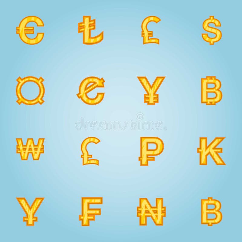 Currency Icons Set Cartoon Style Stock Vector Illustration Of Frank