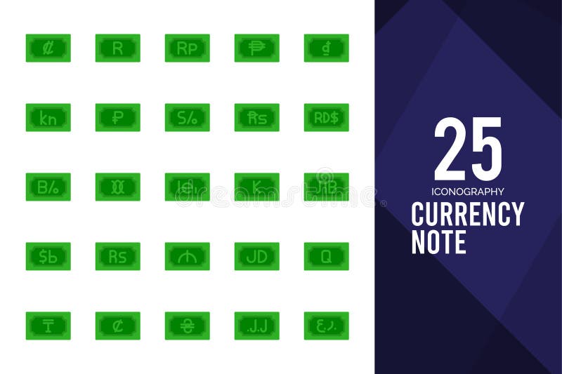 25 Currency Note Flat Icon Pack. Vector Illustration Stock Vector ...