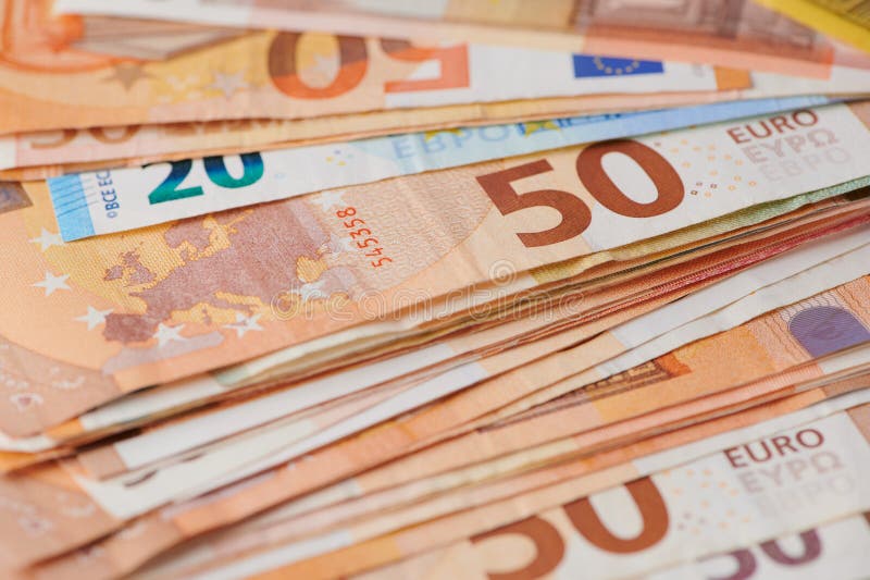 Currency Notes Stacked on a Surface Showing Euro Denominations Clearly ...