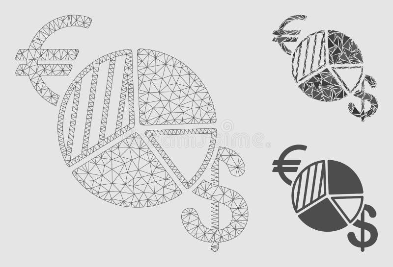 Currency Pie Chart Vector Mesh 2D Model and Triangle Mosaic Icon Stock ...