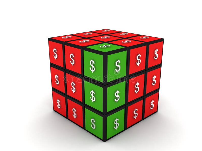 Currency puzzle cube stock illustration. Illustration of business - 7130143