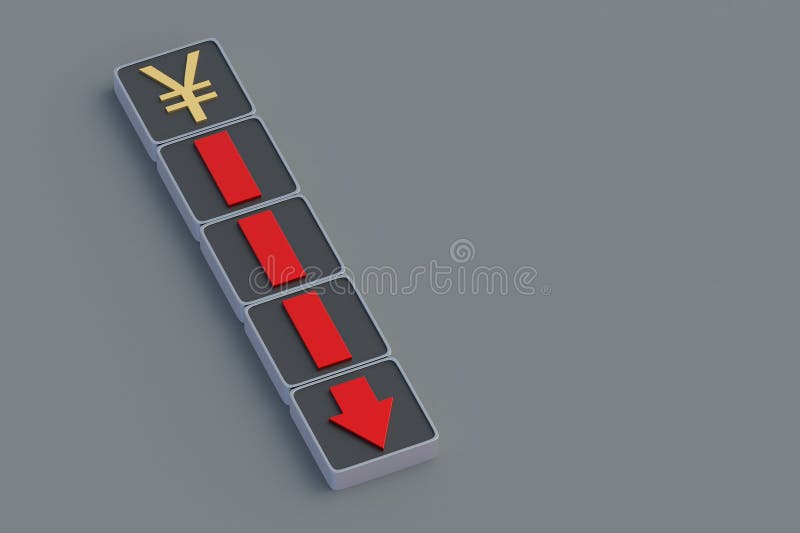 Currency Rate. Yuan, Yen Symbol and Red Arrow on Buttons Stock Illustration - Illustration of ...
