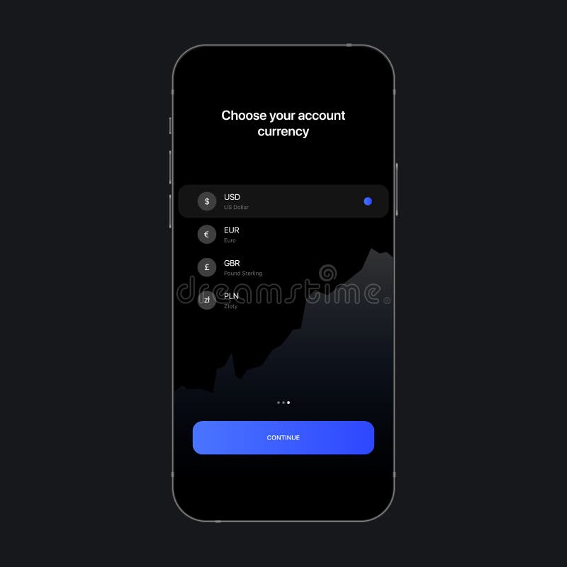 Currency Selection UI Screen Concept. Banking App Stock Vector ...