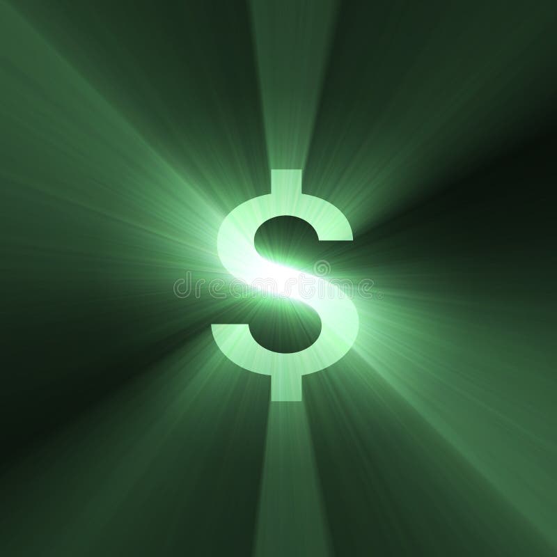 Currency Sign Dollar Shining Light Flare Stock Illustration ...
