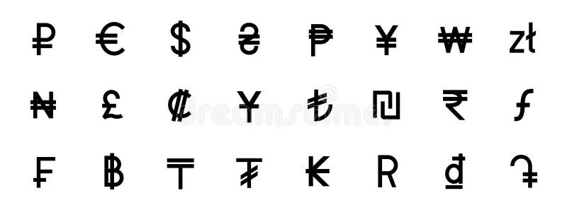 Currency Signs of Different Countries. Set of Vector Currency Symbols ...