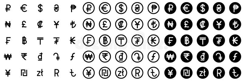 Currency Signs of Different Countries. Set of Vector Currency Symbols ...