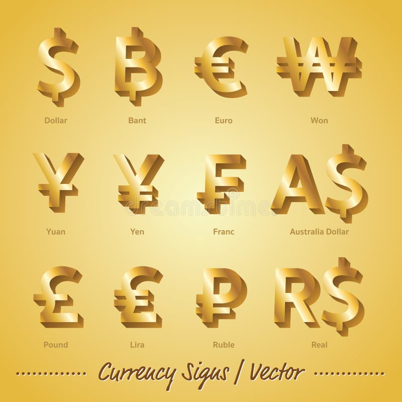 Currency Signs of Different Countries. Set of Vector Currency Symbols ...