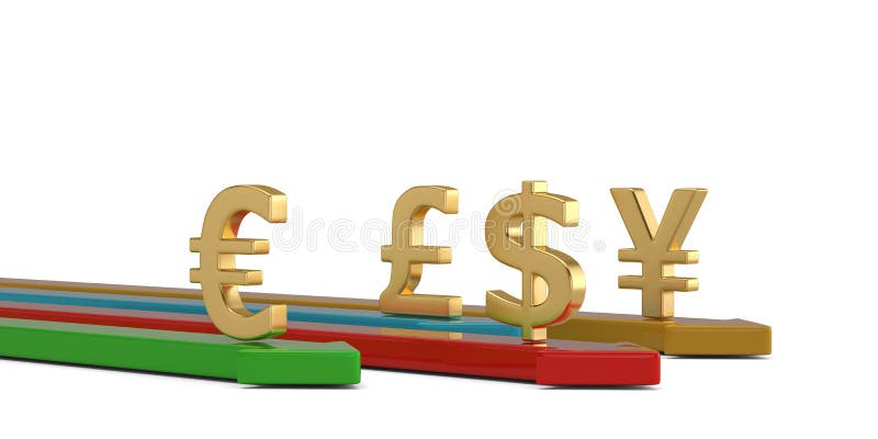 Currency Symbol with Arrow Isolated on White Background. 3D ...