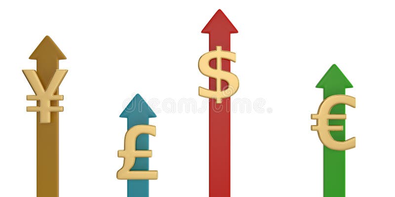 Currency Symbol with Arrow Isolated on White Background. 3D ...