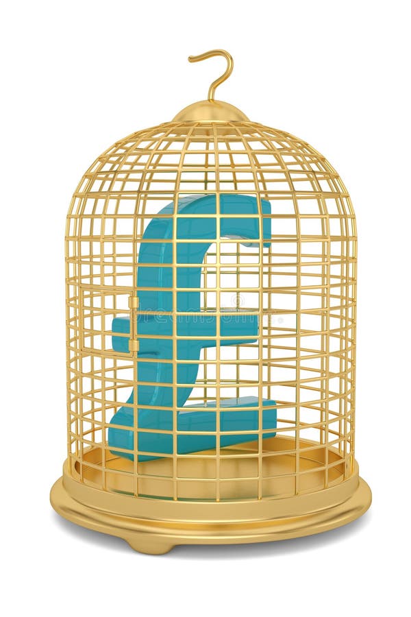 Currency Symbol with Bird Cage Isolated on White Background 3D ...