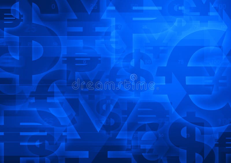 Currency Symbol on Bright Blue for Financial Background Stock ...