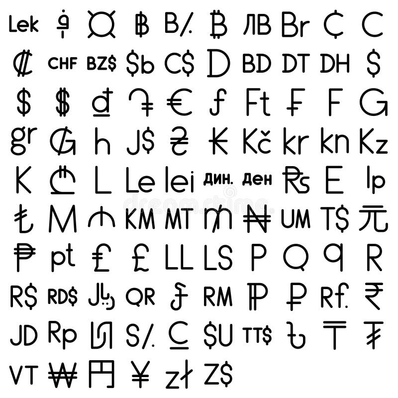 Currency Symbol or Currency Sign Icon Set Stock Vector - Illustration ...