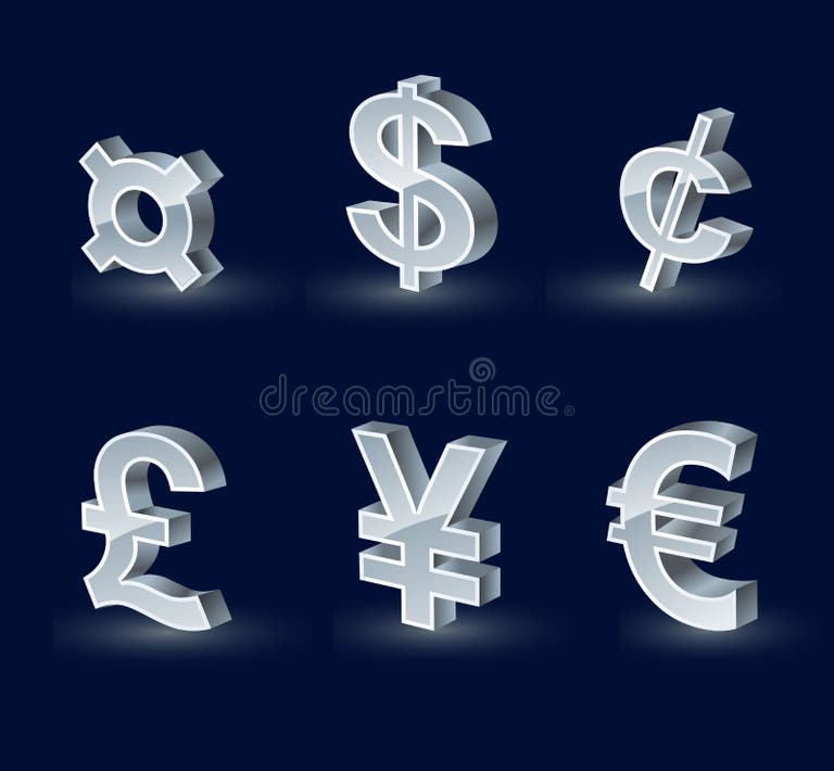 Glossy Silver Plated Currency Symbols Stock Illustrations – 1 Glossy ...