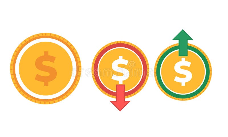 Currency Symbols with Arrows Indicating Increase and Decrease Stock Vector - Illustration of ...