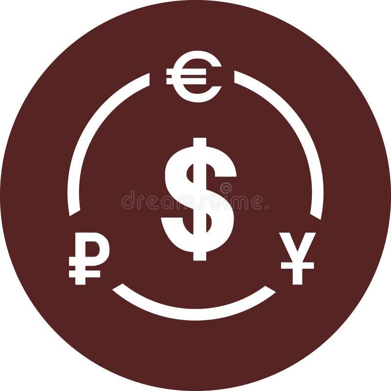 Currency Symbols on a Circle of Maroon, Vector Image Stock Illustration ...