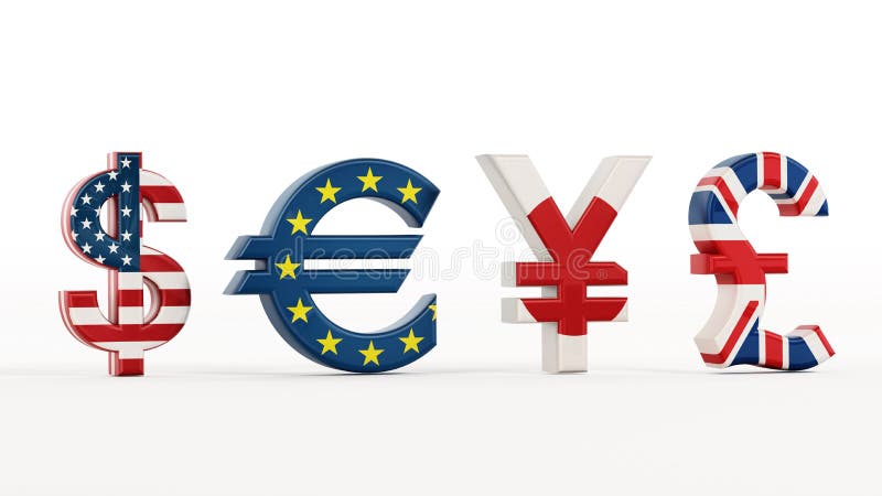 Currency Symbols with Country Flags Stock Illustration - Illustration ...