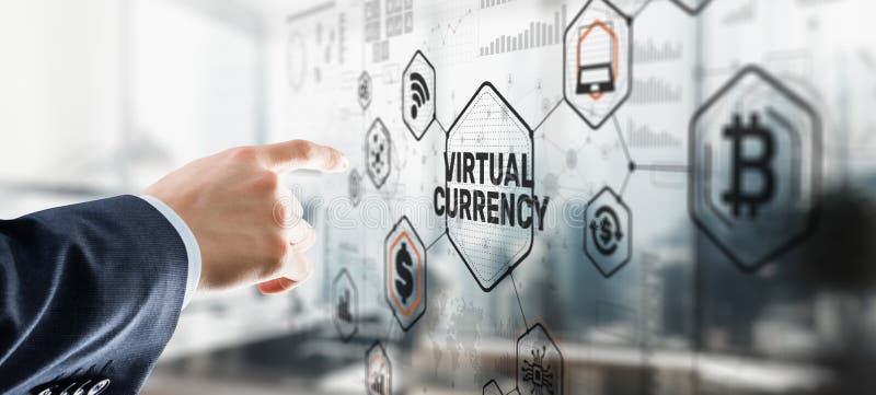 Currency Symbols on a Virtual Screen. Virtual Currency Exchange ...