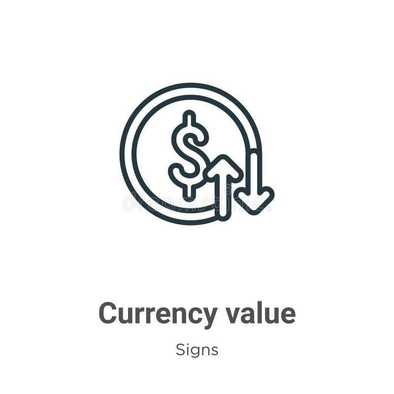 Currency Value Outline Vector Icon. Thin Line Black Currency Value Icon ...